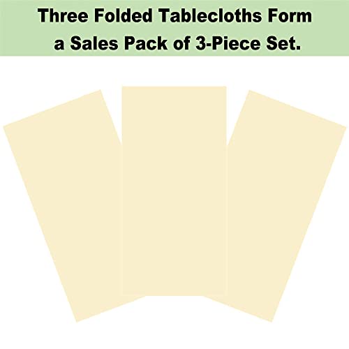 Plastic Ivory Tablecloths 3 Pack Cream Disposable Table Covers 54" x 108" Milky White Table Cloths for Bridal Shower Parties Picnic Engagements Weddings Birthdays, Fits 6 to 8 Foot Rectangle Tables