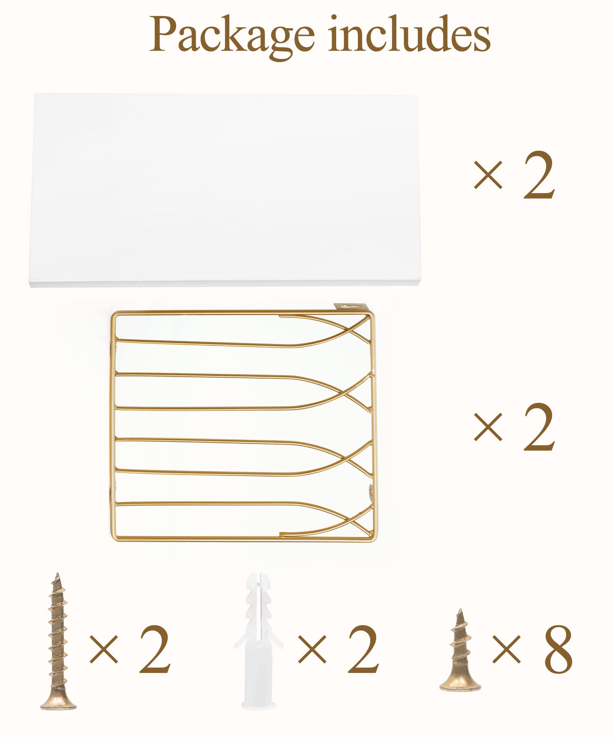 Sivapleso Floating Nightstand, White and Gold Small Wall Mounted Night Stands Modern Minimalism Hanging Bedside Table