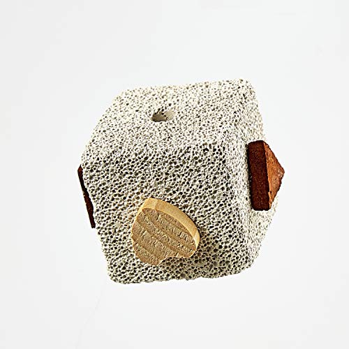 moofin Bundle of Pet Training Stainless Steel clicker WHI, and Lava Block Chew Toy,2.5 Inches x 2.5 Inches x 5 Inches, Pack of 3, Brown