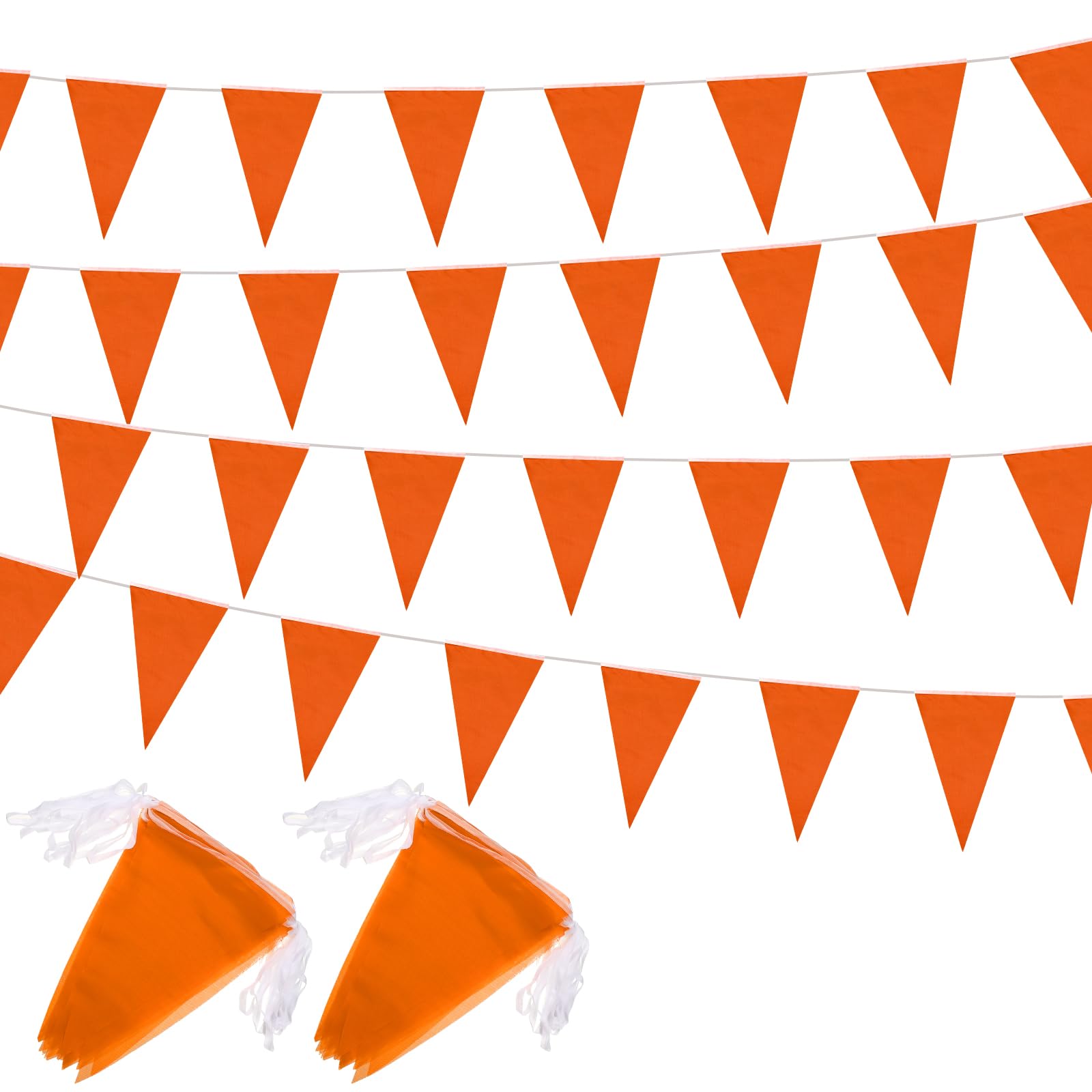 Panelee 300 Feet Blank Pennant Banners Flags String Hanging DIY 180 Pcs Triangle Bunting Pennant Garland for Fall Opening Graduation Birthday Party Decoration Festival Celebration Outdoor (Orange)