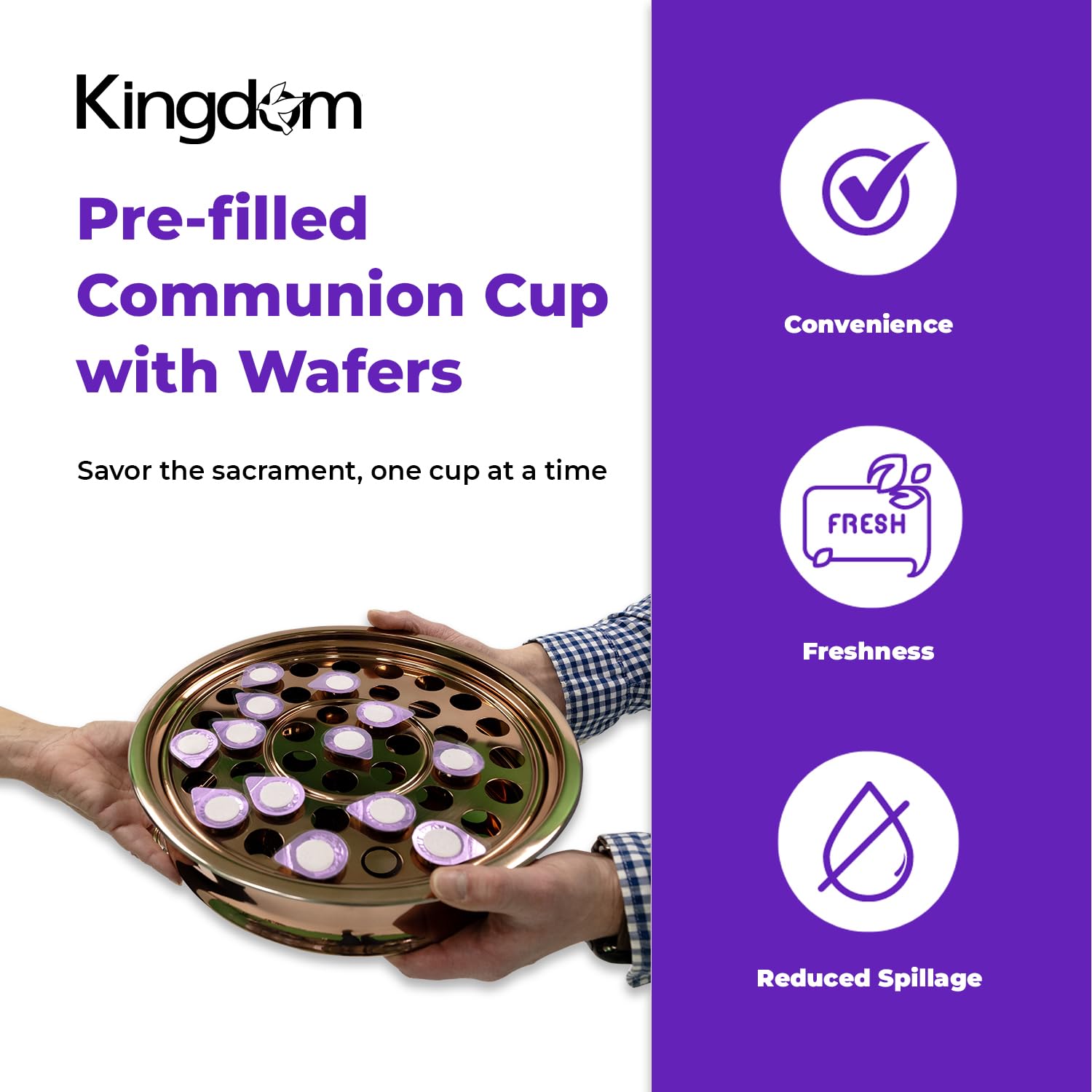 Kingdom Prefilled Communion Cup with Wafers(250ct red juice) Sealed in a Single-Serving Container with One-Year Shelf Life, Perfect for Holy Eucharist Celebration in Hospitals, Summer Camps, and More!