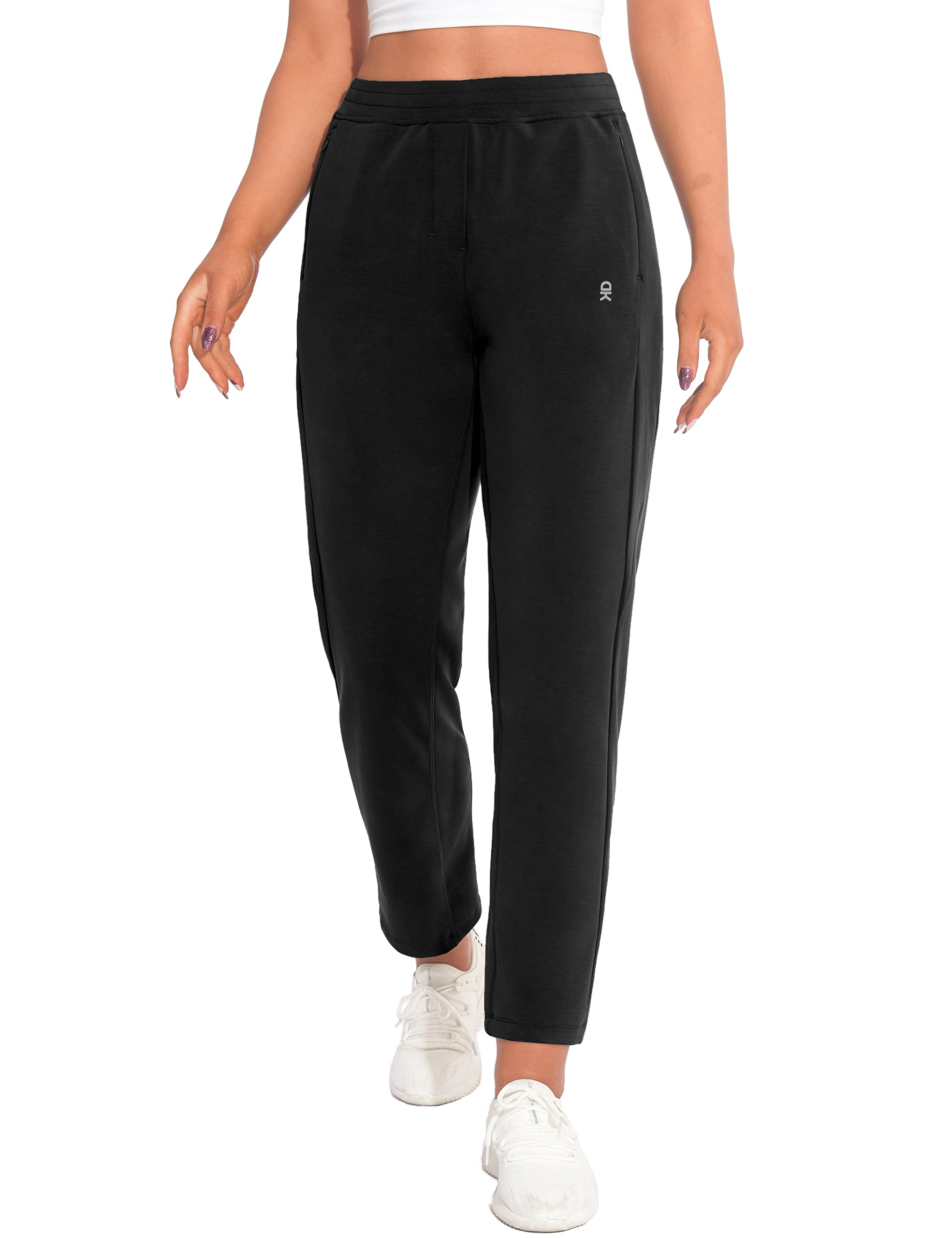 Little Donkey Andy Women's Ultra-Stretch Ankle Pants Quick-Dry Breathable for Running Travel Golf Black XL