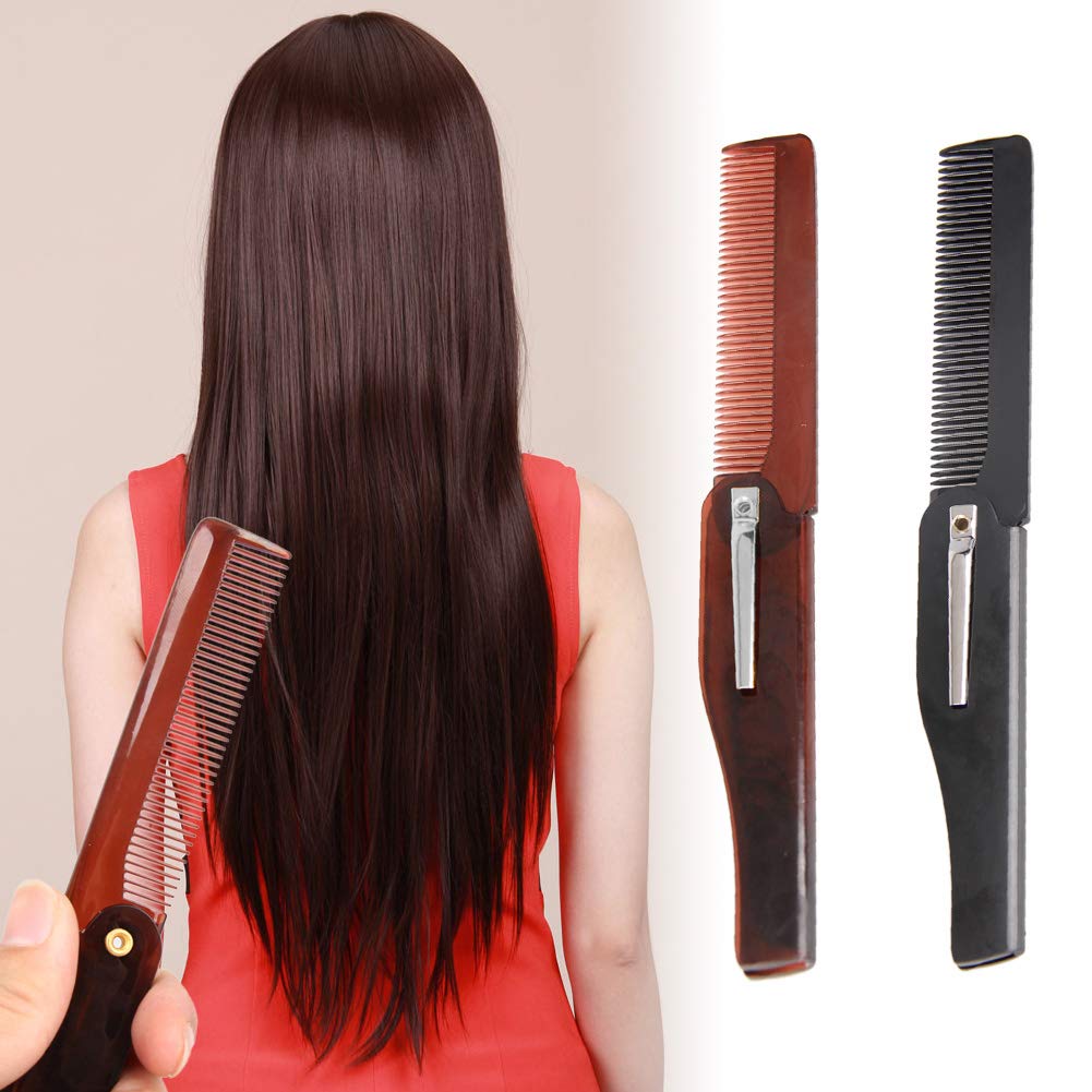 haixclvyE Beard Brush for Men - Men Folding Beard Comb Mustache Styling Shaper Beauty Hairdressing Tool Black