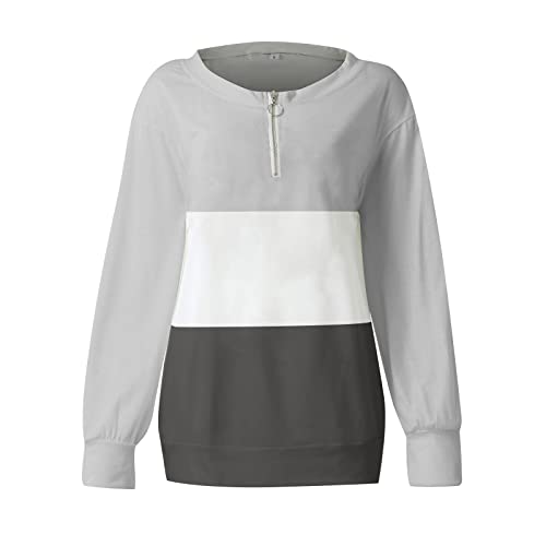 Lmzaren Womens Loose Comfy T Shirt Tops Oversized Half Zip V Neck Sweatshirt Print Casual Long Sleeve Cropped Pullover