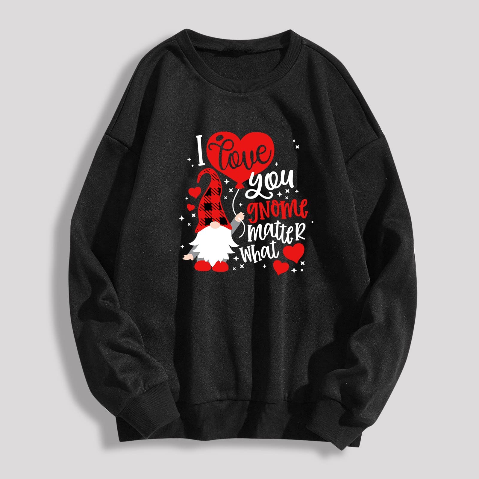 lnmuld Valentines Day Womens Long Sleeve Letter Print Tops Pullover Sweatshirts Blouse Oversized Hoodies