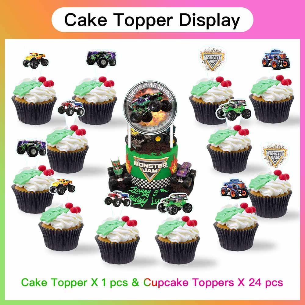 Monster Jam Party Supplies Plates Monster Truck Decorations Birthday Decor Backdrop Banner
