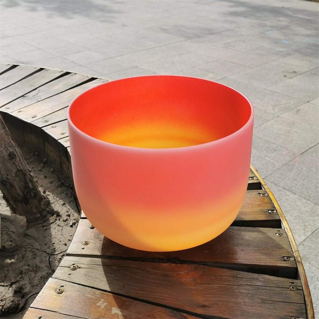 N/A 432HZ Rainbow Red-Yellow Color Quartz Frosted Crystal Singing Bowl 10 Inch for Sound Healing (Size : A)