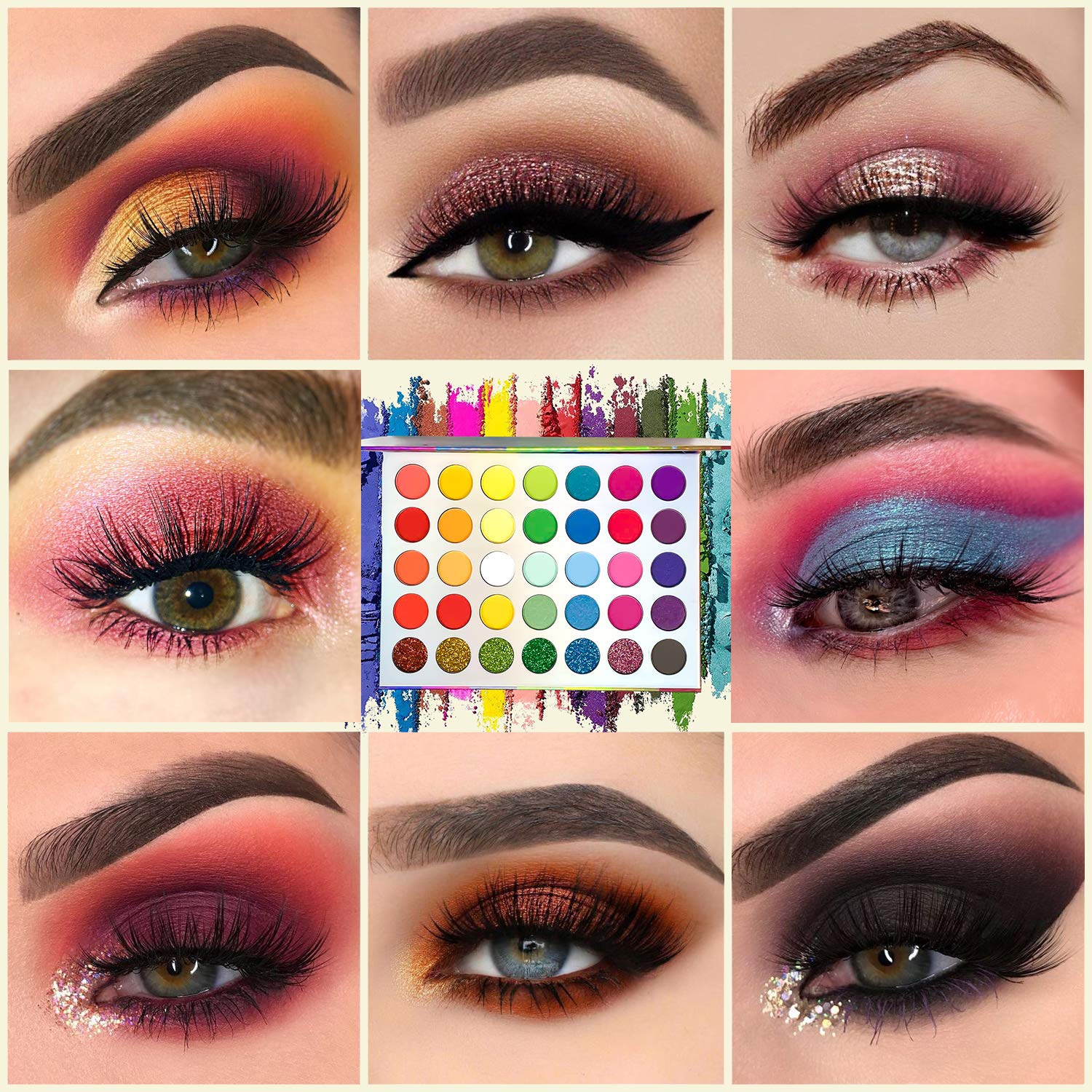 Jutoe Eyeshadow Palette,35 Colors High Pigmented Makeup Palette Matte And Shimmer Glitter Powder Eye Shadow Waterproof Long Lasting Eye Shadow Palette(Style 2)