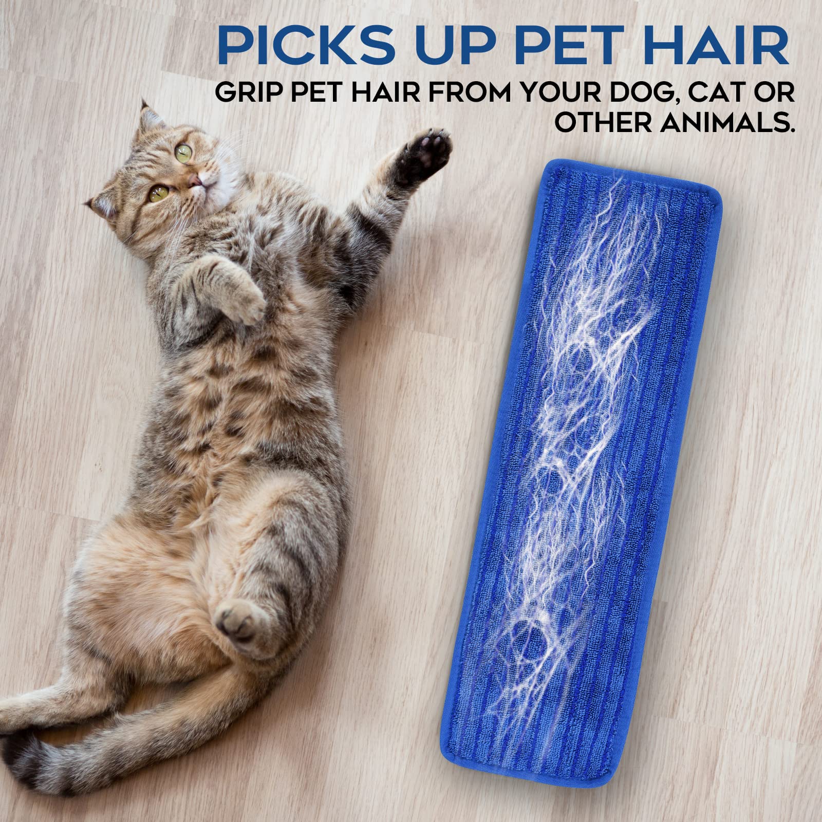 Matthew 18'' Microfiber Mop Replacement Pads for Wet Dry Reusable Mops Floor Home Commercial Cleaning Refills, Machine Washable Compatible with Bona Mop&Any Microfiber Flat Mop System Blue (3 Pack)