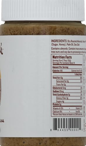Justin's Honey Almond Butter, No Stir, Gluten-free, Non-GMO, Responsibly Sourced, 16 Ounce Jar