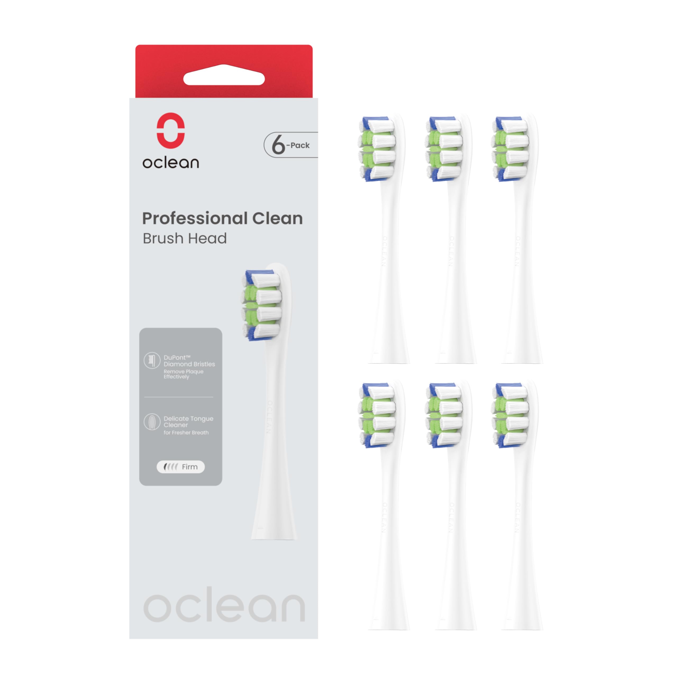 Oclean Replacement Toothbrush Heads, 6 Packs, White, Compatible with All Oclean Electric Toothbrush