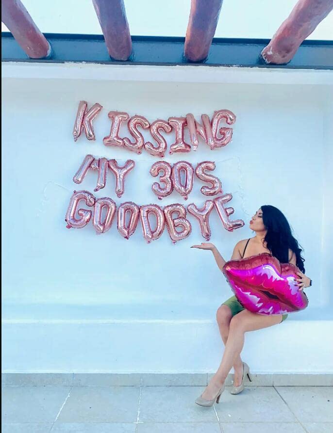 JeVenis Kissing My 30s Goodbye Decorations Kissing My 30s Goodbye Banner Balloons 40th Birthday Balloon Dirty 40 Balloon