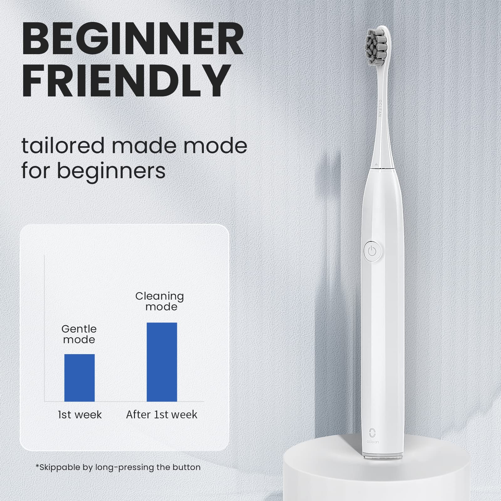 Oclean Sonic Electric Toothbrush, Electric Toothbrush for Adults, Rechargeable Electric Toothbrush with 72000 Movements Deep Clean Mode, Beginner Friendly, 2 Minutes Smart Timer-Black FD41404401