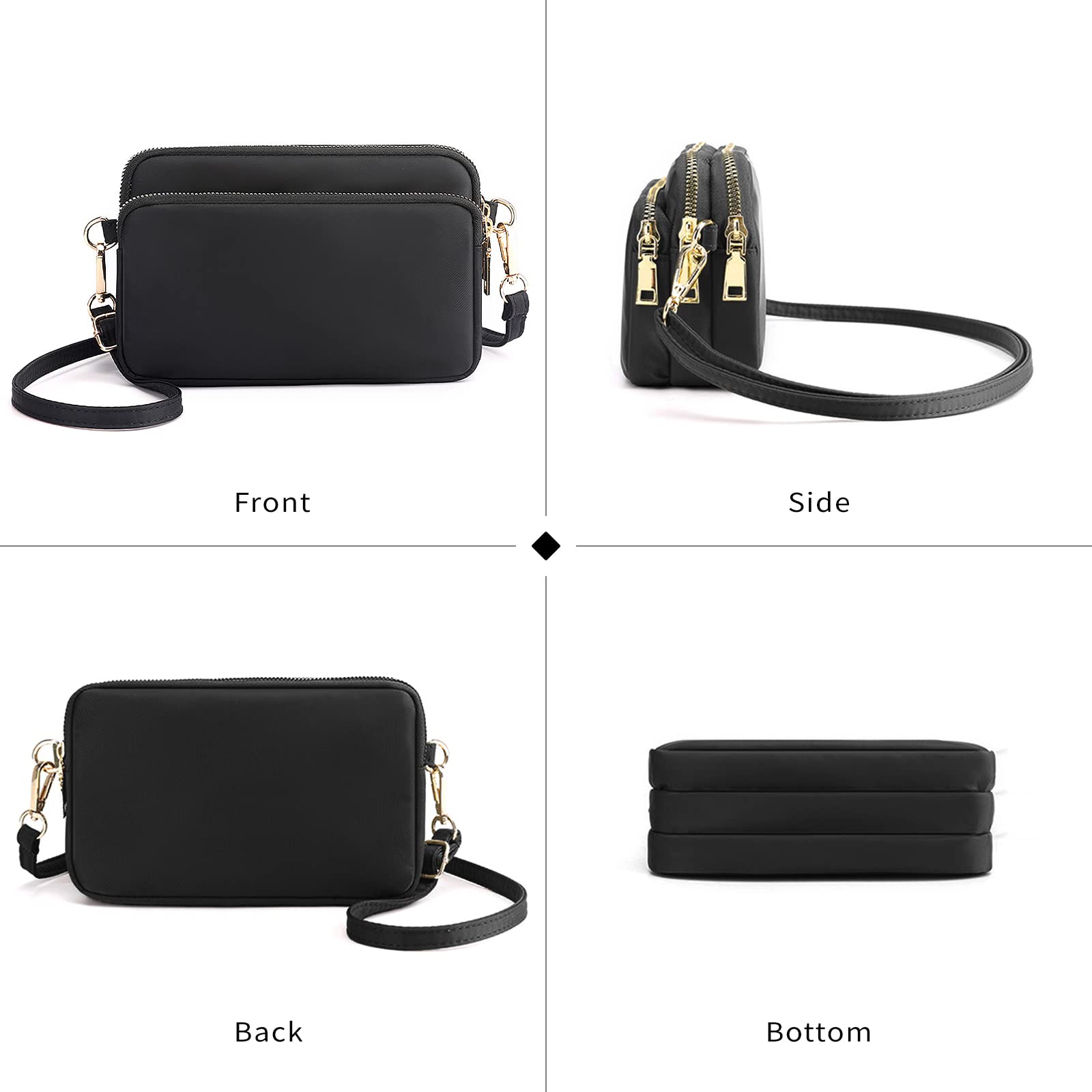 LassZone Women Cross Body Bag Small Shoulder Bag Phone Wallet Zipper Handbag Purse Adjustable Strap for Ladies