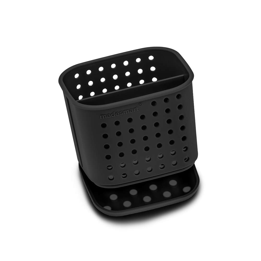 madesmart Elevated Station-SINKWARE Collection All-in-One Sink Storage, Ventilation Holes Promote Drying, Detachable Draining Base, BPA-Free, Small, Carbon