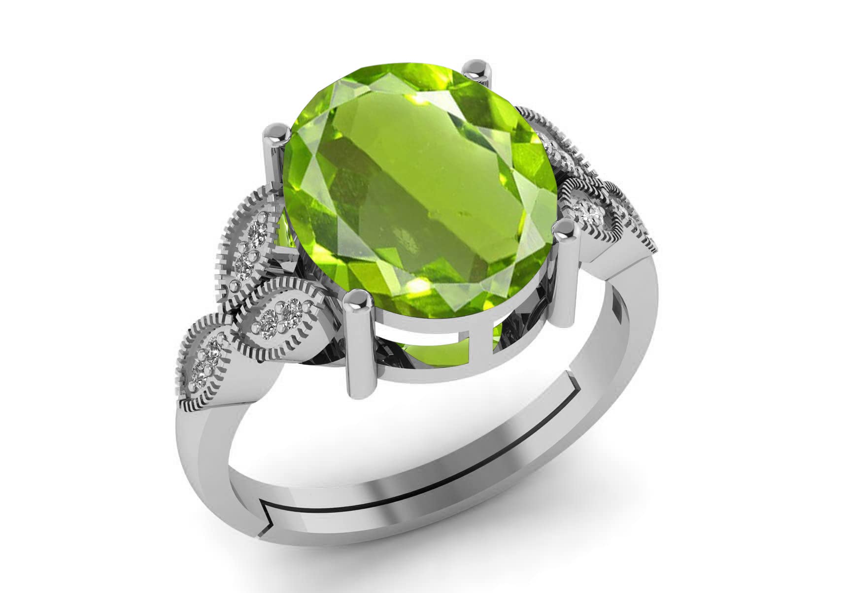 LMDPRAJAPATIS 7.25 Carat Peridot Stone German Silver Beautiful Anniversary Ring For Men And Women
