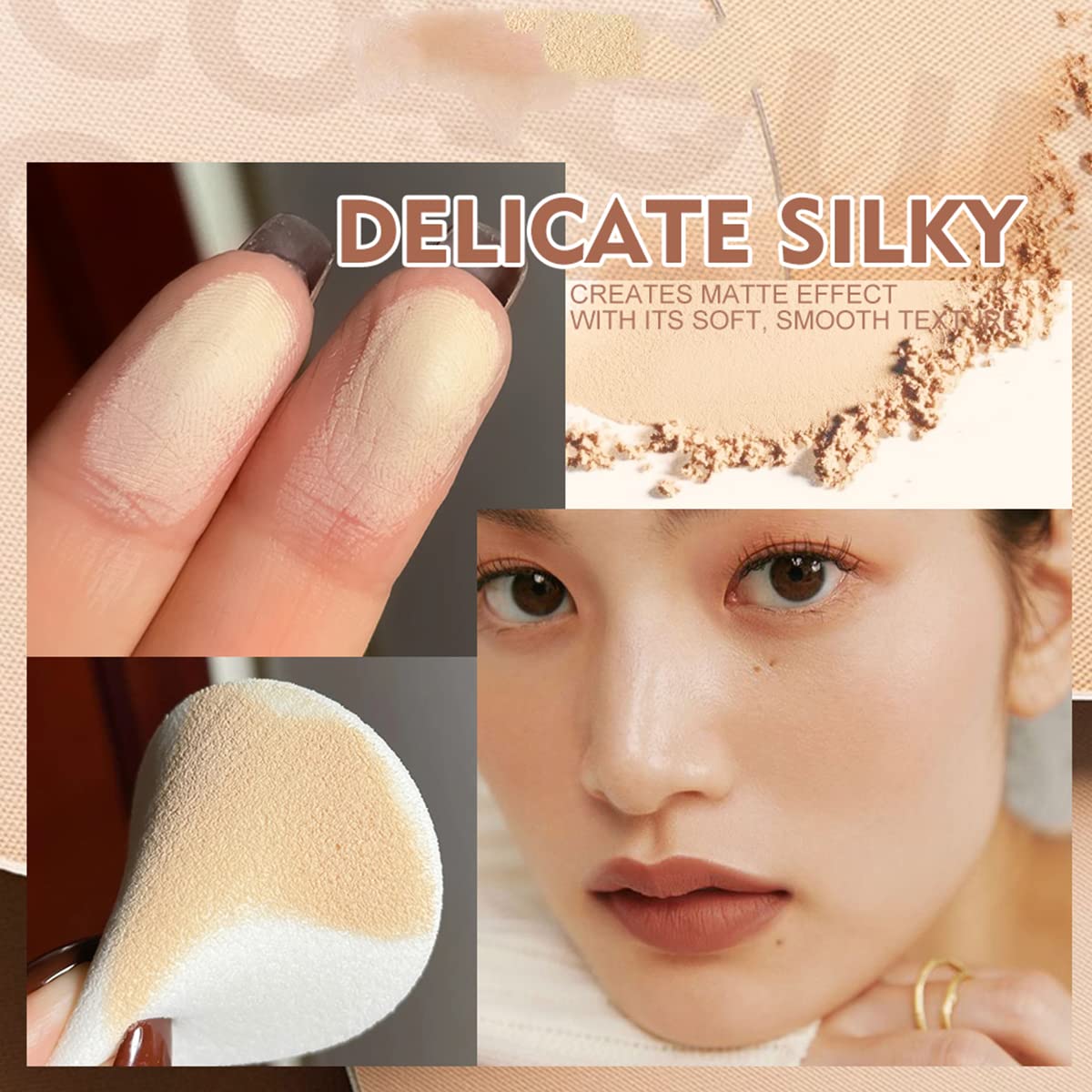 Oil Control Face Pressed Powder,Face Pressed Powder, Matte Smooth Setting Powder Makeup,Waterproof Long Lasting Finishing Powder (02-NATURAL BEIGE)