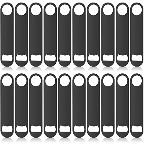 Pack of 20 Flat Bottle Opener Stainless Steel Beer Openers Sublimation Bottle Opener Blanks Heavy Duty Bar Funny Bartender Bottle Opener for Men Women Kitchen Party Supplies, 7 Inch (Black)
