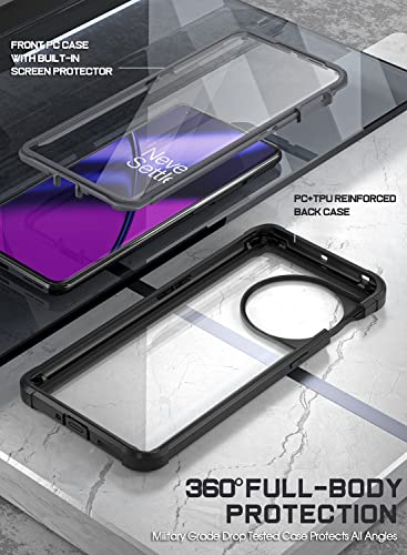 Poetic Guardian Case for OnePlus 11 5G 6.7" (2023) [20 FT Mil-Grade Drop Tested], Full-Body Hybrid Shockproof Bumper Cover with Built-in Screen Protector, Black/Clear