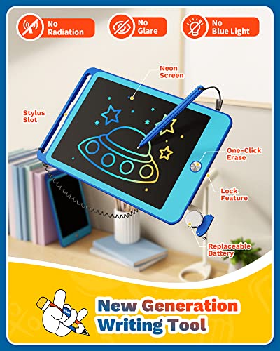 TEKFUN 2 Pack LCD Writing Tablet for Kids, 8.5 Inch Blue+Blue Doodle Board Drawing Board Reusable Drawing Tablet with Lanyard, Educational Kids Toddler Toys Birthday Gift for Boys Girls 3-12 Years Old