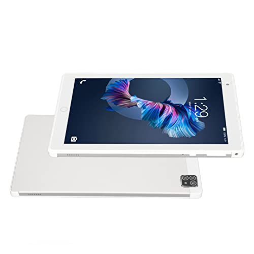 PUSOKEI 8in Tablet PC,Silver,for Android10,RAM 4GB ROM 64GB,Front 2MP Rear 8MP,1920x1200 IPS Tablet for Kids,Dual Card Slot,Dual Band WiFi,BT4.2,GPS