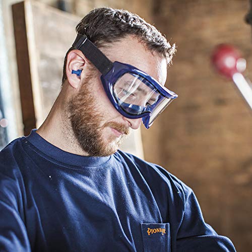 Sellstrom Safety Goggles β Odyssey II Eye Protection, S80200, Anti Fog, Scratch Resistant, Latex Free Protective Eye Shield for Men and Women with Dual Panel Clear Lens, Blue Frame