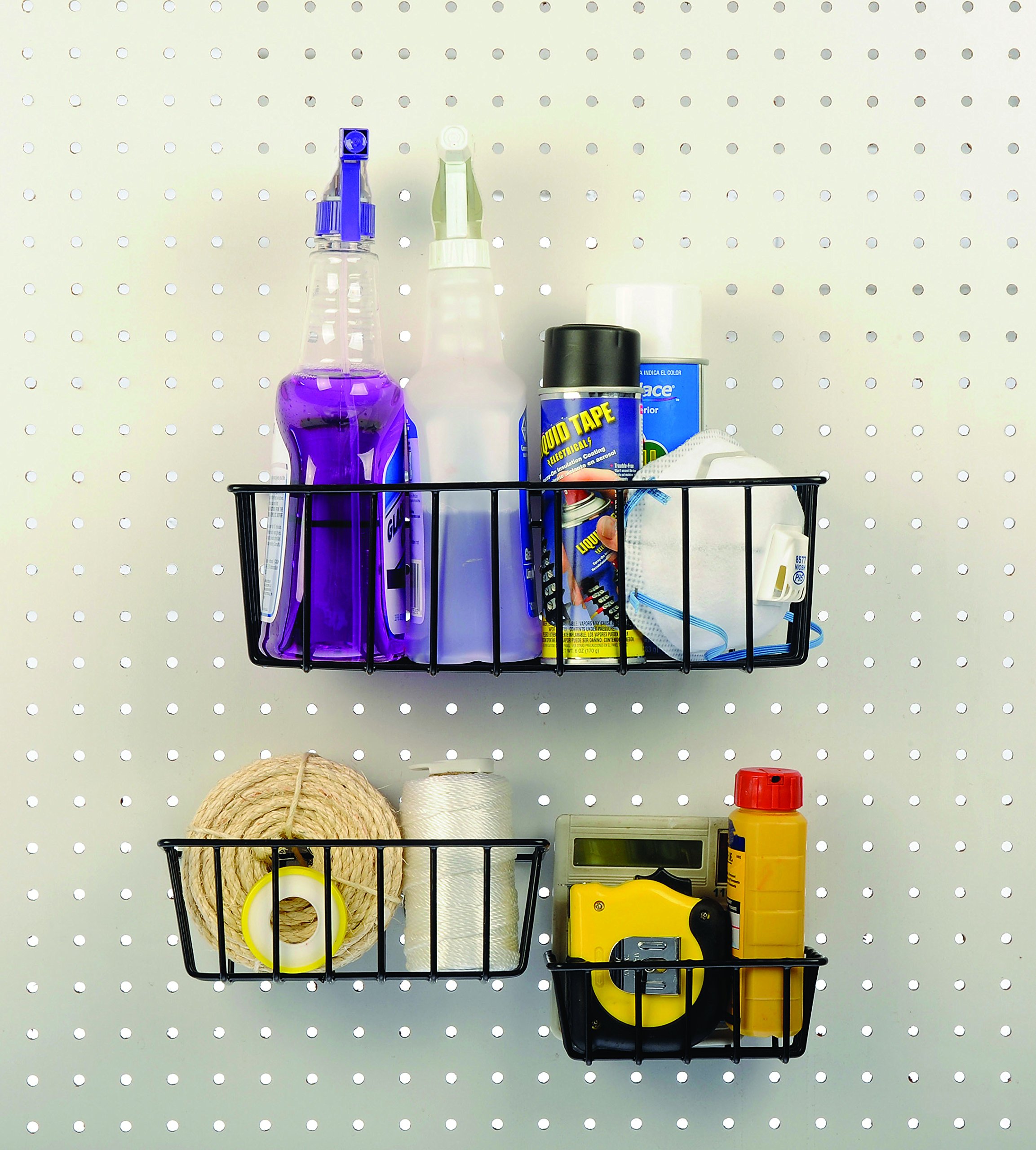 Olympia Tools Multi-Purpose Workbench with Light, 82-802, Black & Dorman Hardware 4-9845 Assorted Pegboard Wire Basket Set, Pack of 3
