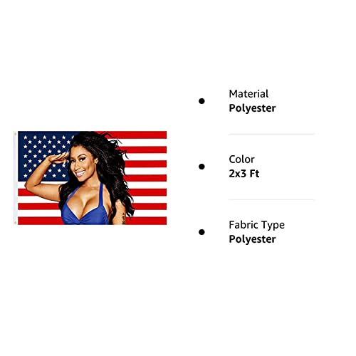 Nicki Minaj Flag Nic-ki Min-aj American Flag Vivid Colors Double Stitched and 2 Brass Grommets 2x3 FT Banner