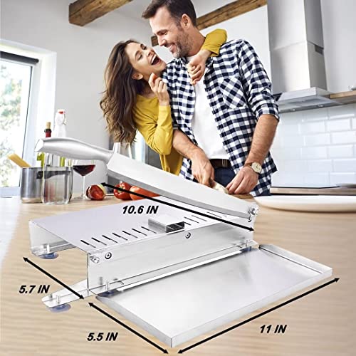 Manual Bone Meat Slicer,Stainless Steel Bone Cutter Machine,Rib Fish Chicken Beef Cutting Machine for Home Cooking and Commercial Cooking 15.3 In(2 Sharp Blades)