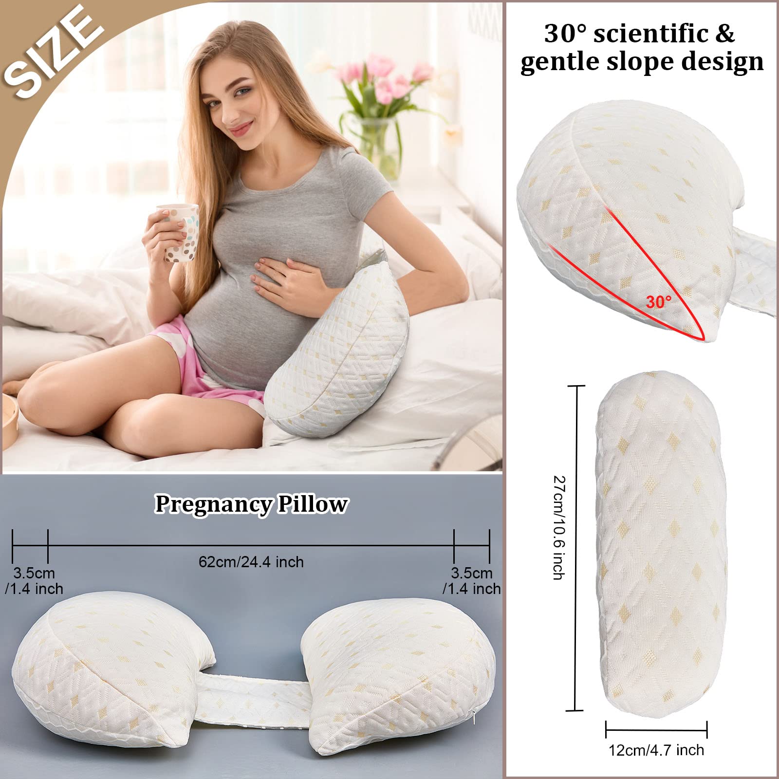 Pregnancy Pillows for Sleeping Wedge Soft Pregnancy Body Pillow Adjustable Maternity Pillow Belt Pregnancy Belly Bands for Pregnant Women for Belly, Back, Hips, Legs, Side Sleeping (Checked)