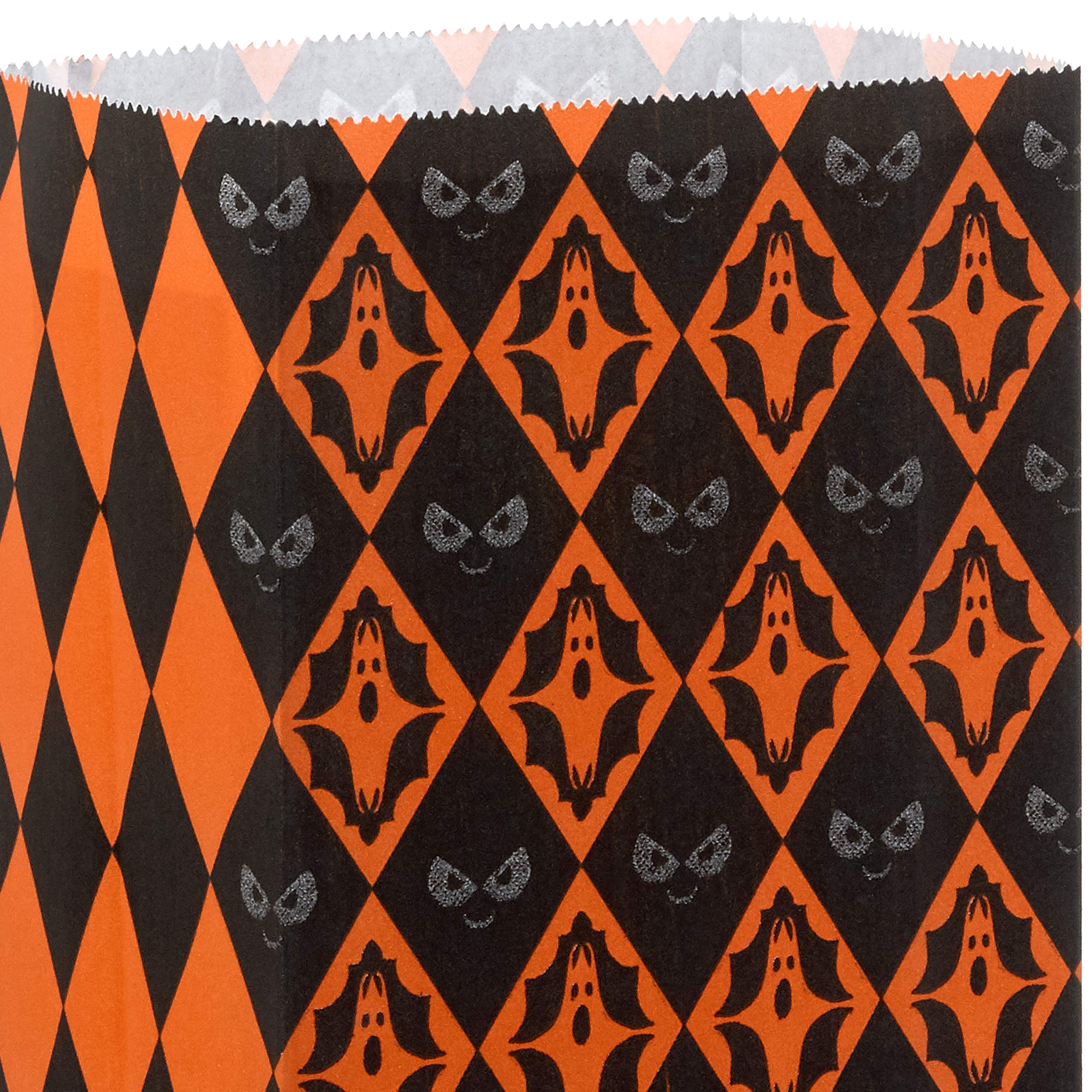 Hallmark Halloween Party Favor and Wrapped Treat Bags (30 Ct, Skulls, Pumpkins, Ghosts) Bundle, Black, Orange, White
