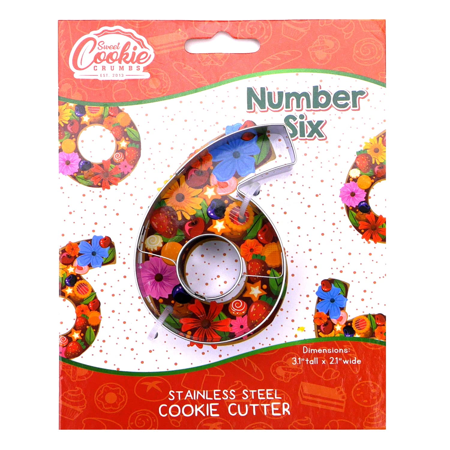 Number Six (6) Cookie Cutter, Premium Food-Grade Stainless Steel, Dishwasher Safe (6)