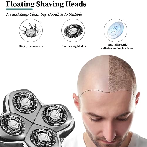 Shaver Replacement Heads Blade Compatible with Skull Shaver Replacement Blades,Compatible with Skull Carver Pitbull Gold PRO/Platinum PRO/Silver Replacement Blades,Waterproof with Brush,4 Pcs.