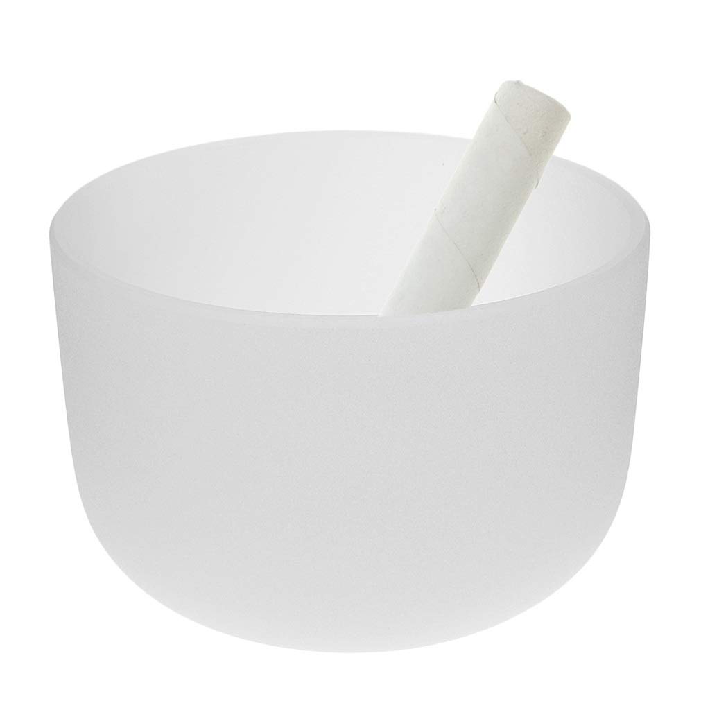 N/A 1 Set Quartz Crystal Singing Bowl 8 inch Crystal Singing Bowl F Note High Sound w/Suede Mallet for Music Yoga