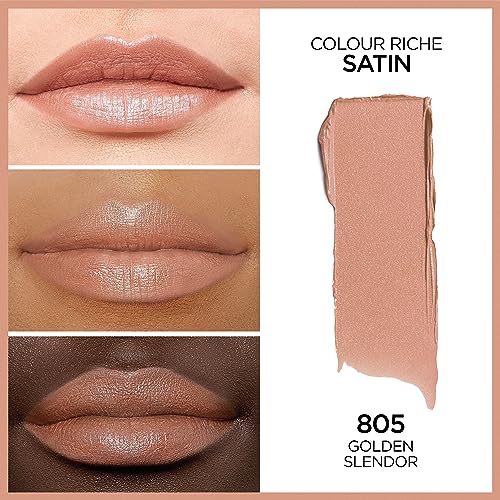 L'Oreal Paris Colour Riche Original Creamy, Hydrating Satin Lipstick with Argan Oil and Vitamin E, Golden Splendor , 1 Count