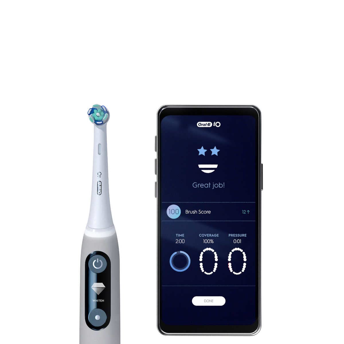 Oral-B iO Ultimate Clean Rechargeable Battery Powered Toothbrush 2-Set Incl. 2 Handles, 2 Chargers, 4 Brush Heads, 2 Travel Cases & Bluetooth (Black + White)