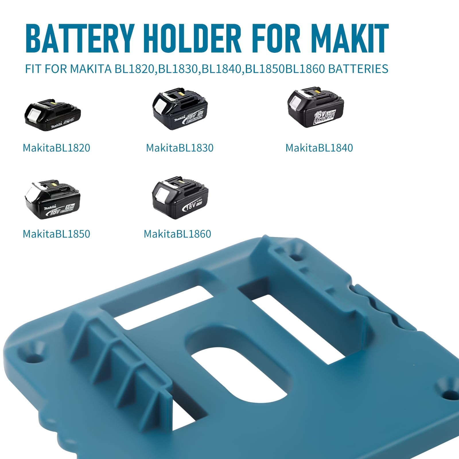 ToolValtz 5 Pack Battery Holder Mount for18V Battery Fit for BL1860 BL1850 BL1840 BL1830,Battery Store and Display for Warehouse, Factory, Truck, Workshop