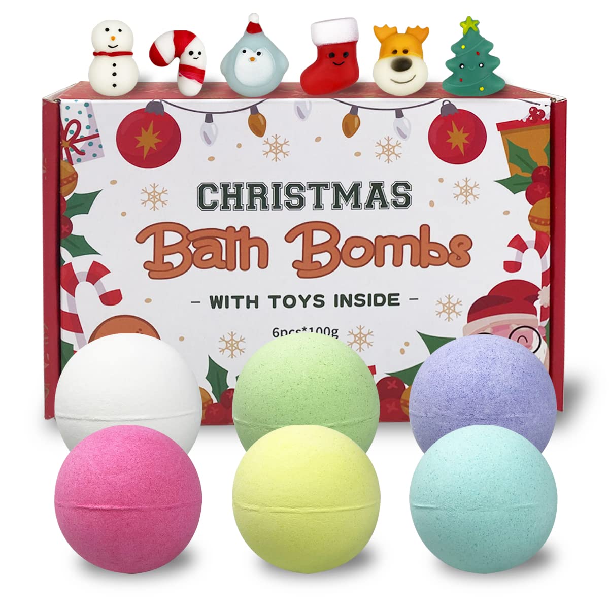 QINGQIU 6 Pack Easter Bubble Bath Bombs with Easter Squishy Toys Inside for Kids Girls Boys Easter Basket Stuffers Gifts