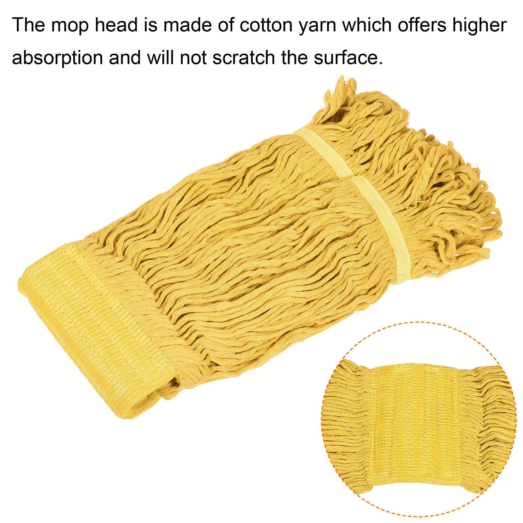 MECCANIXITY Commercial Mop Heads Replacement 40x27cm Cotton Yarn for Wet/Dry Mop Floor Cleaning Pads, Yellow