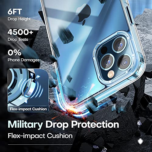 TAURI 5-in-1 Designed for iPhone 12 Pro Max Case, [Non-Yellowing] with 2 Screen Protectors + 2 Camera Lens Protectors, Shockproof Slim Phone Case 6.7 Inch, Drop Protection, Clear