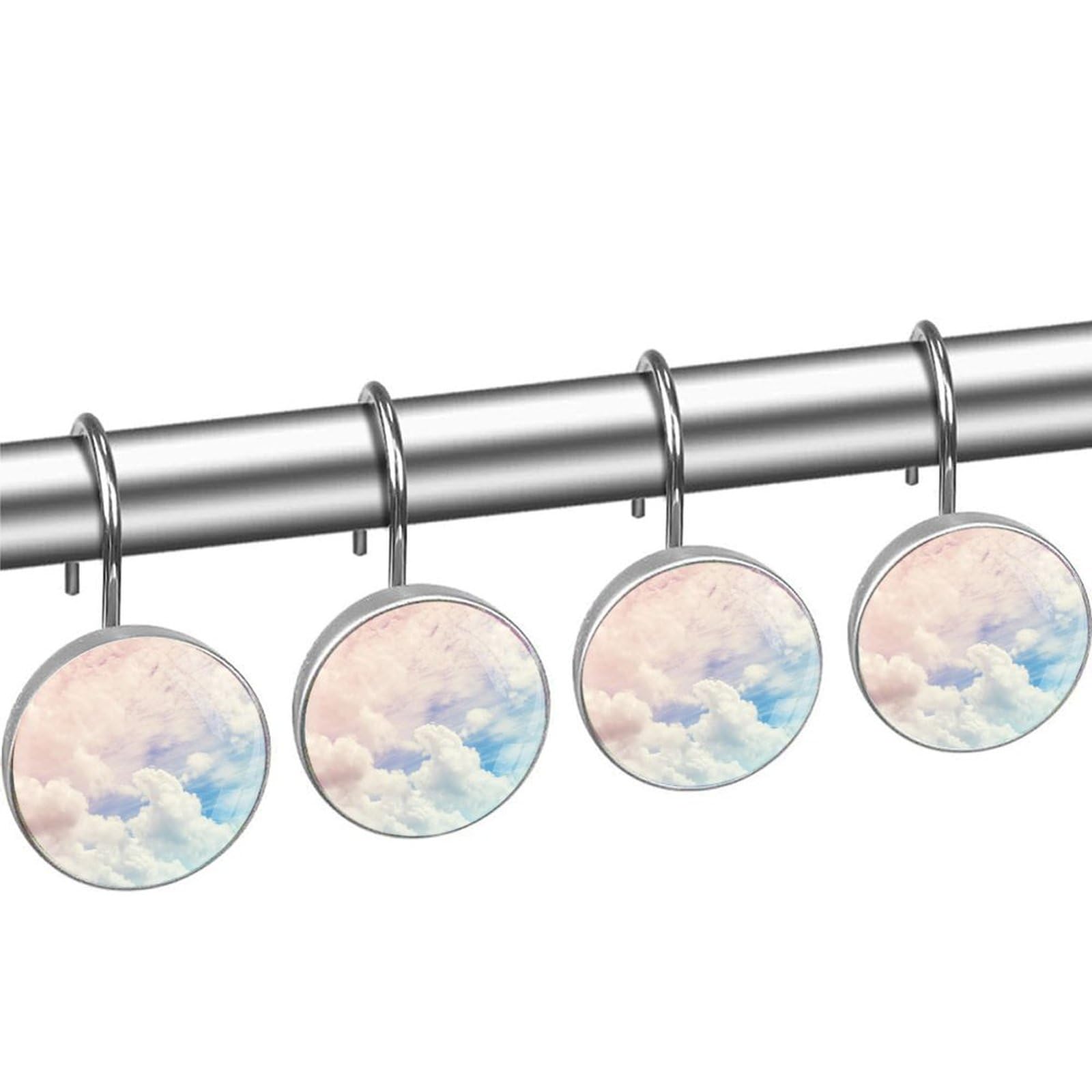 GIPOUTY Golf Ball 12 PCS Shower Curtain Hooks Ring,Stainless Steel Fashion Bathroom Resin Decor