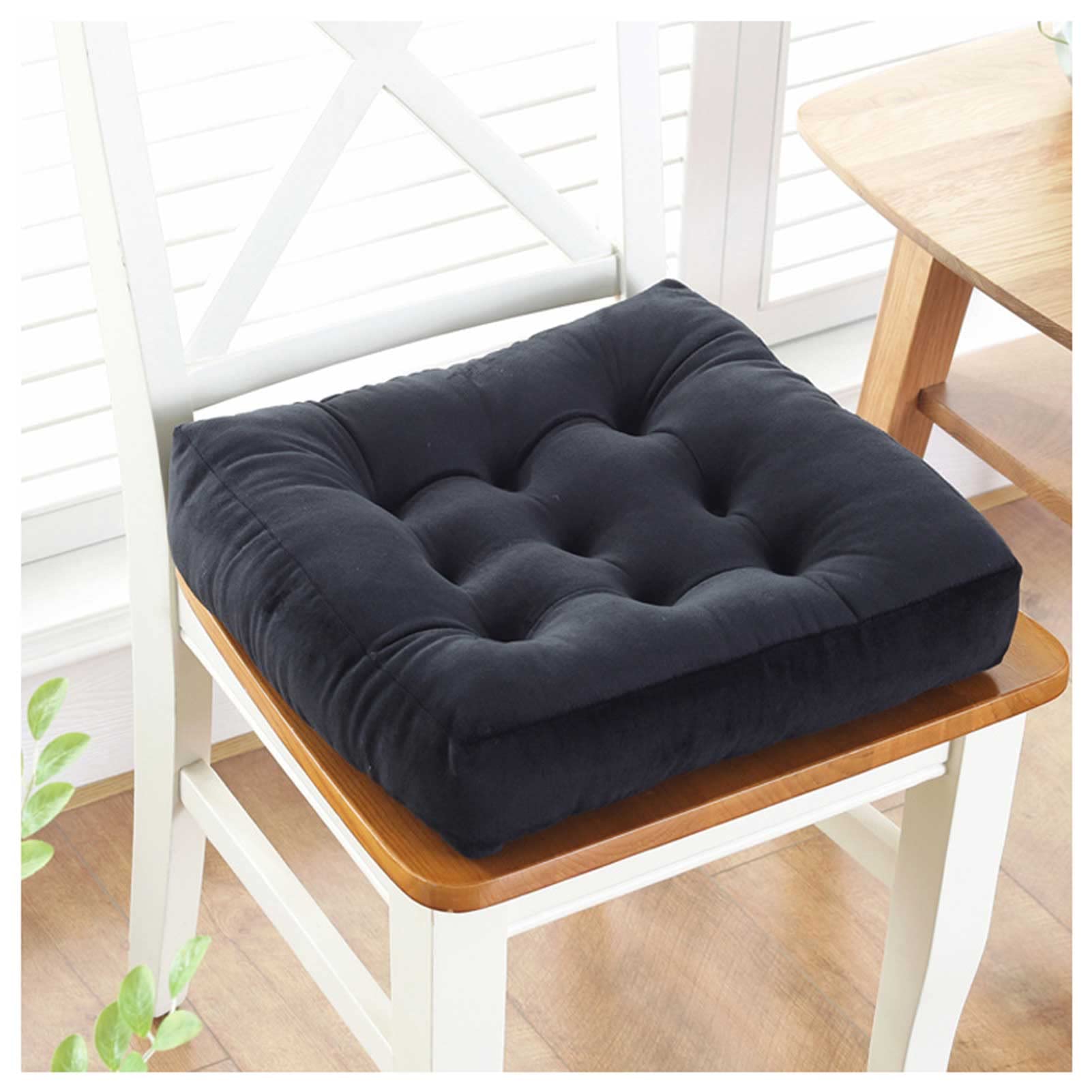 LUYAJYI Dining Chair Chair Cushions, 4 inch Thick Chair Cushions, Warm and Comfortable Square Chair Cushions for Home, Kitchen, Living Room Decor (Black, 17.7x17.7 inch)