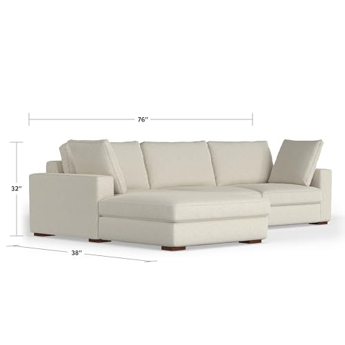 SIMPLIHOME Charlie Left-Facing Sectional Sofa in 100% Recycled Polyester Tightly Woven Performance Fabric, Cream, 122-inches Wide, Handcrafted Contemporary Style L-Shaped Couch with Chaise