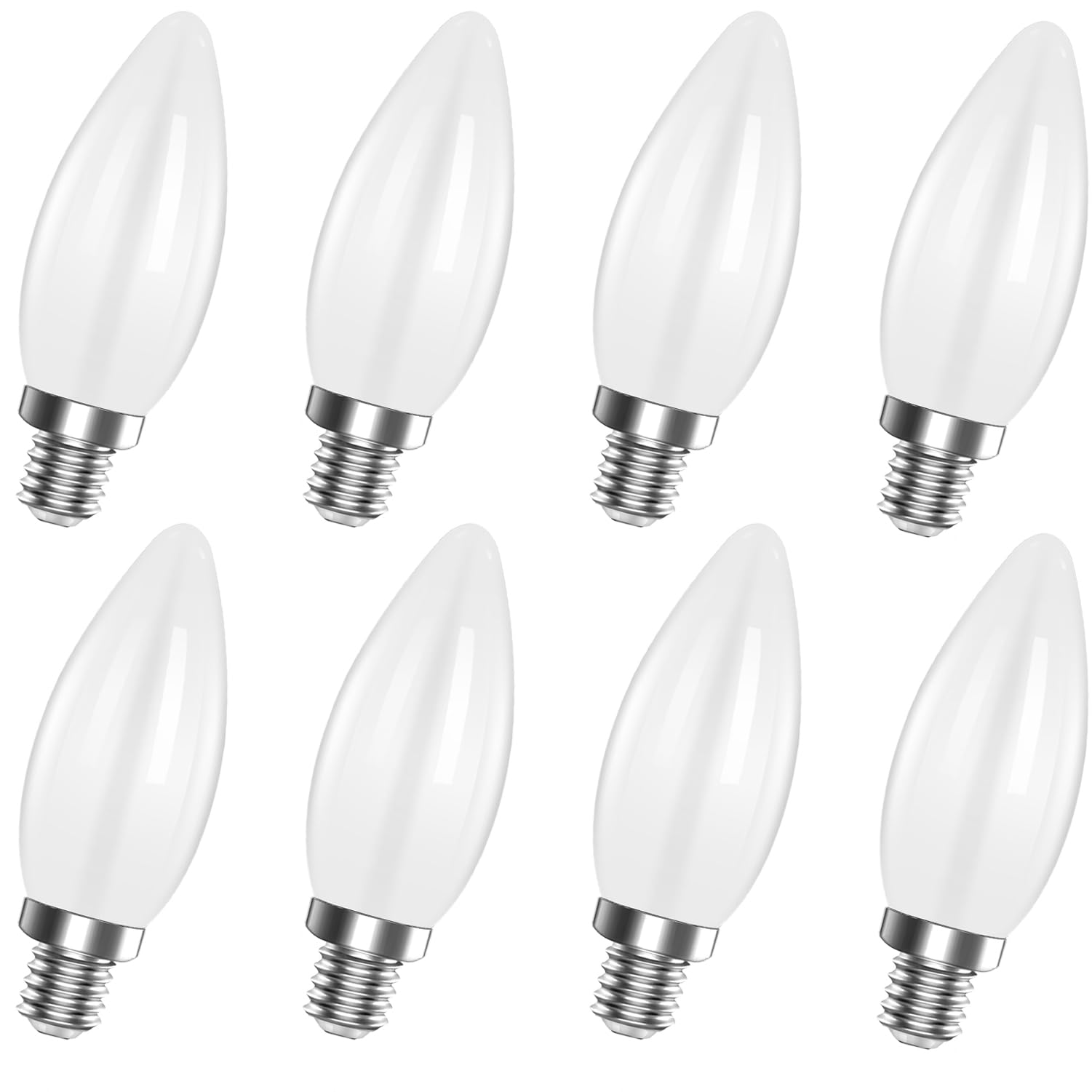 Wuluretoos 8 Pack 4W 120V LED Candelabra Base B10 CTC Clear Decorative Light Bulbs,Transparent Candle Light Bulbs for Chandeliers, Ceiling Fan Lights, Pendants, Fireplace