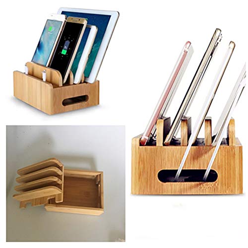 Okuyonic Remote Control Storage Box, Bamboo Storage Box Charging Storage Rack Easy Cleaning Premium Bamboo Material for Home for Storage for Woman