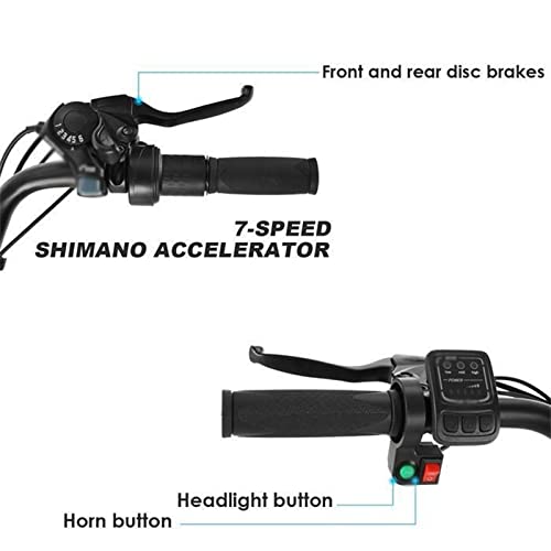 LIANAIddzxc Electric Bikes Electric Bicycle Aluminum Frame Disc Brake with Headlamp Lithium Ion Battery (Color : White)