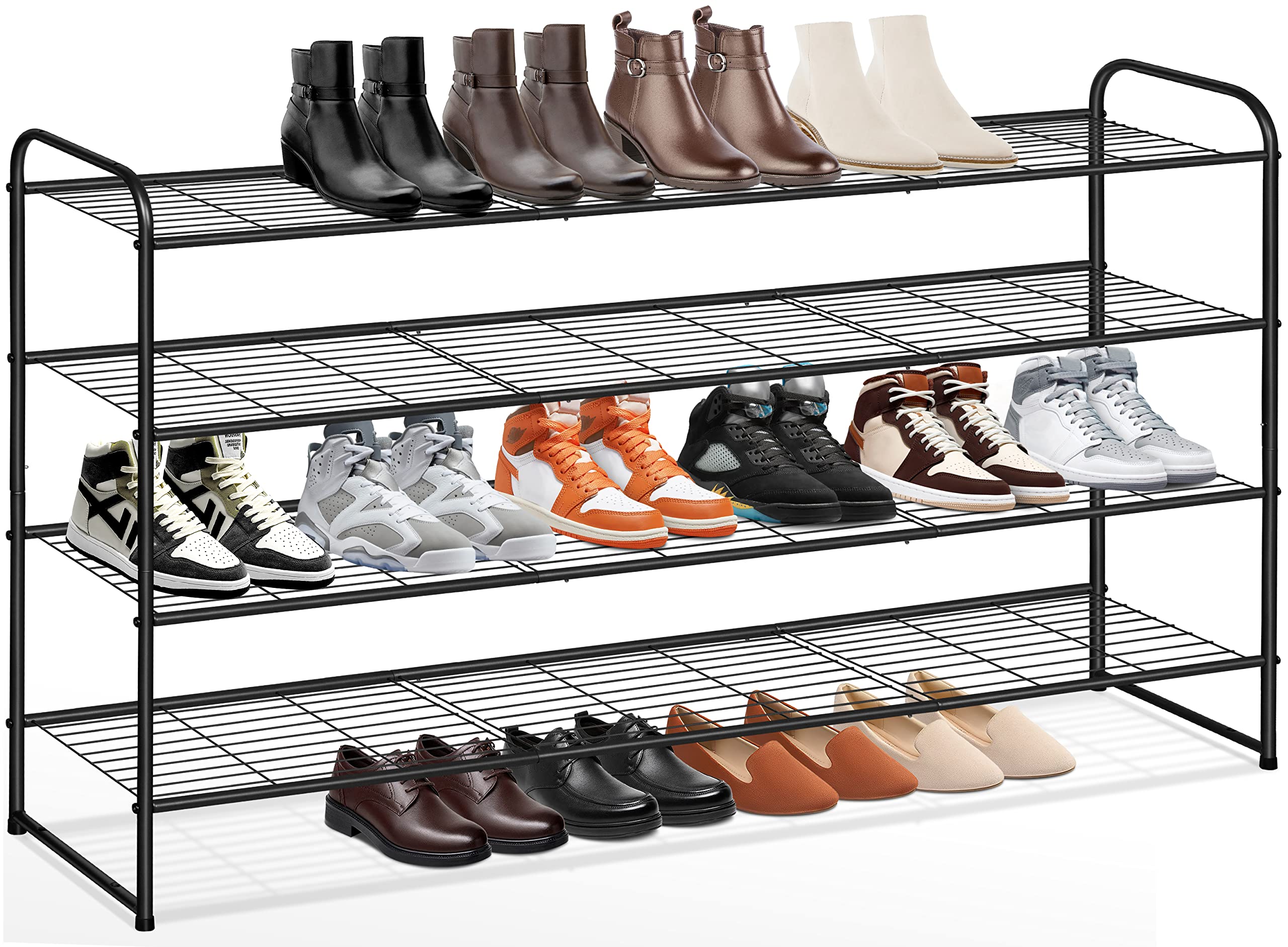 KEETDY Over the Door Shoe Organizer with 8 Deep Pockets and 4-Tier Long Shoe Rack for Closet