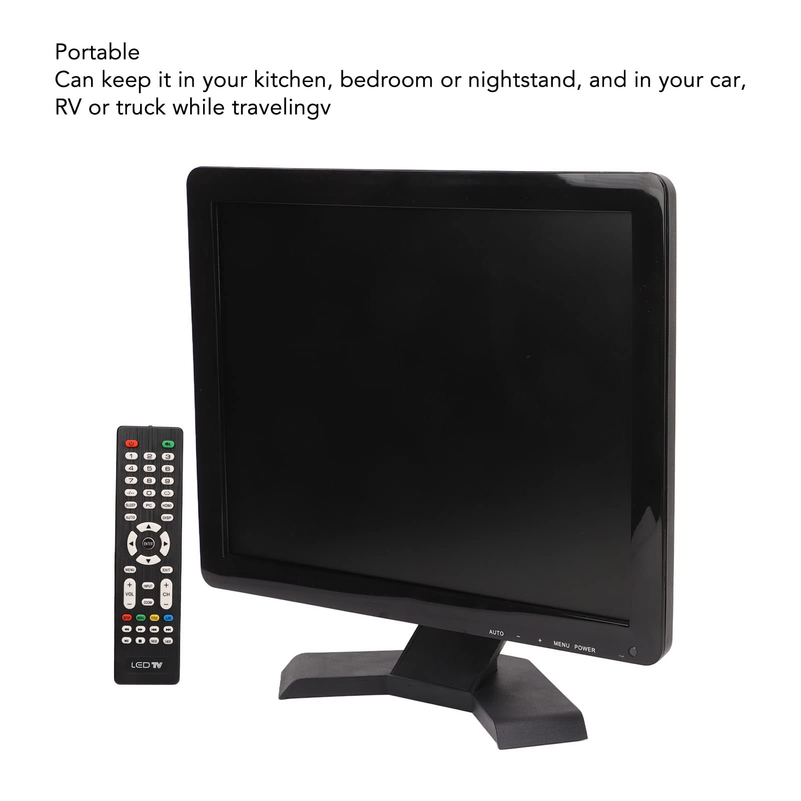 Qinlorgo USB VGA AV BNC DC Input Monitor, 100-240V Easy Install 15 Inch TFT LCD Monitor with Clear Image for PC (US Plug)