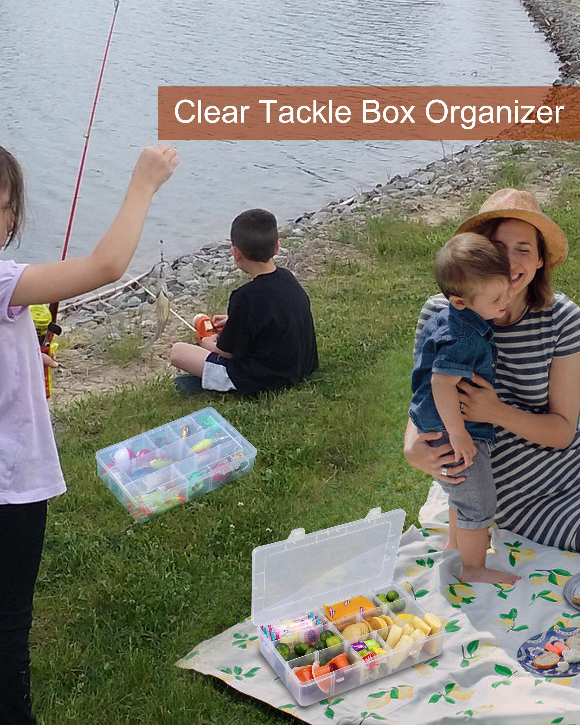 Wxvhji Tackle Box Organizer Plastic Organizer 3 Pack Bead Container Plastic Organizer Box with Dividers Plastic Jewelry Box Large 15 Grid Craft Organizer