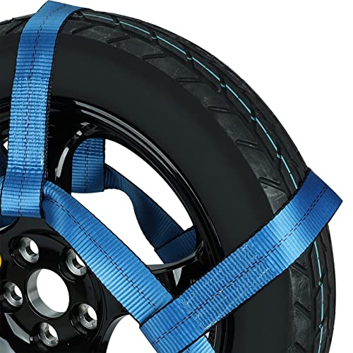 Set of 2 Tow Dolly Straps with Flat Hook,Blue Basket Strap,Fits Most 16-20" Tires Webbing Ratchet Strapsā¦